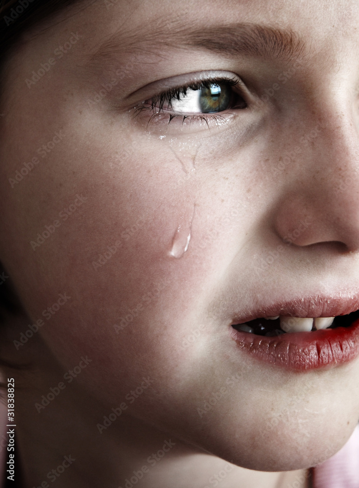 Girl Crying with Tears Stock Photo | Adobe Stock
