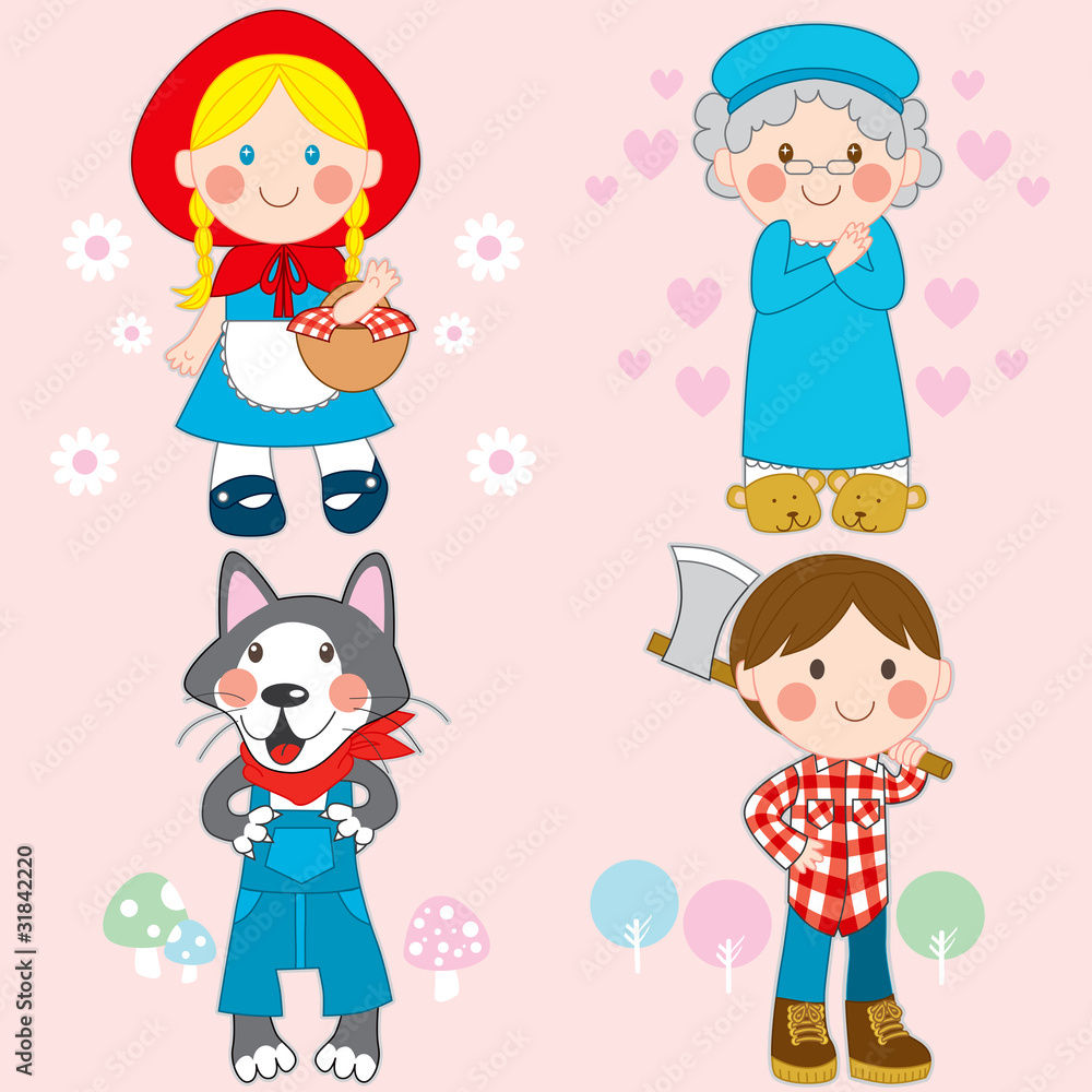 Red Riding Hood characters Stock Vector | Adobe Stock
