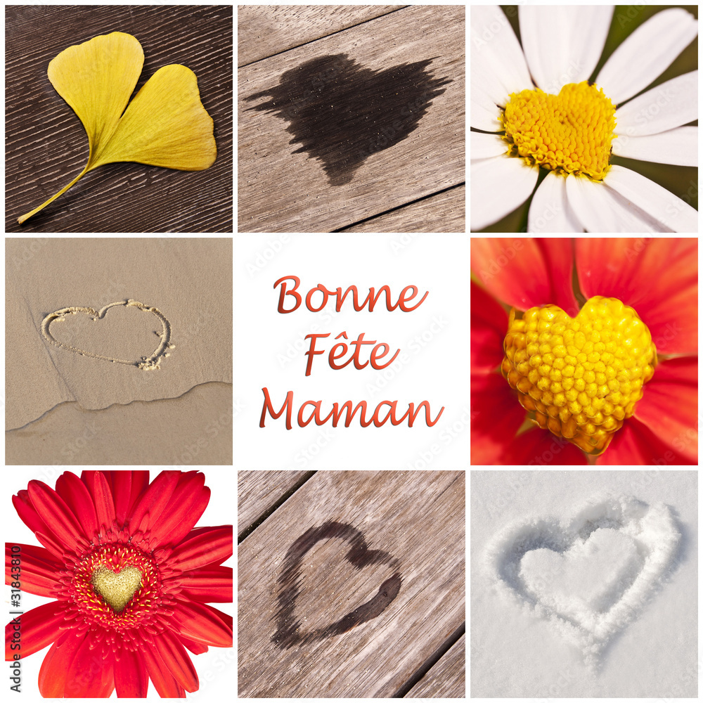 Bonne fête maman, collage coeurs Stock Photo | Adobe Stock