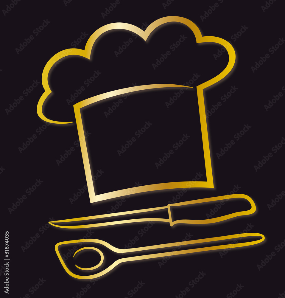 Goldenes Koch-Logo groß Stock-Vektorgrafik | Adobe Stock