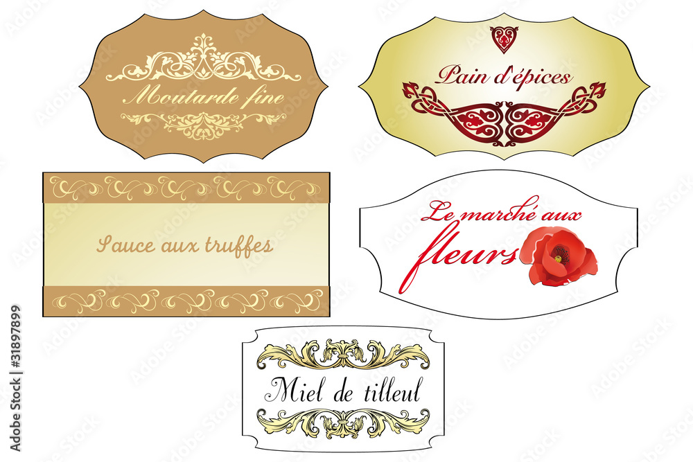 ancient french vintage labels isolated on white Stock Vector | Adobe Stock
