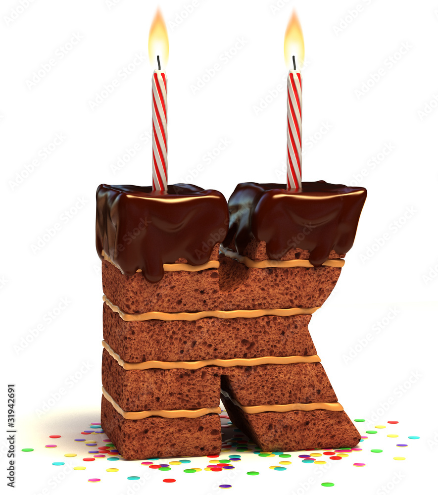 letter K shaped chocolate birthday cake Stock Illustration | Adobe Stock