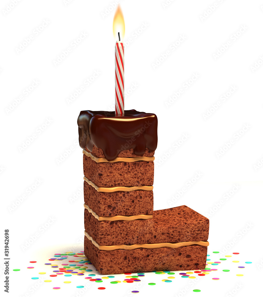 letter L shaped chocolate birthday cake Stock Illustration | Adobe Stock
