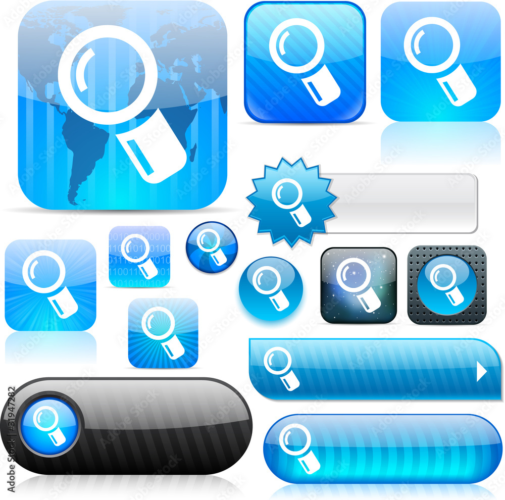 Zoom blue high-detailed icons. Stock Illustration | Adobe Stock