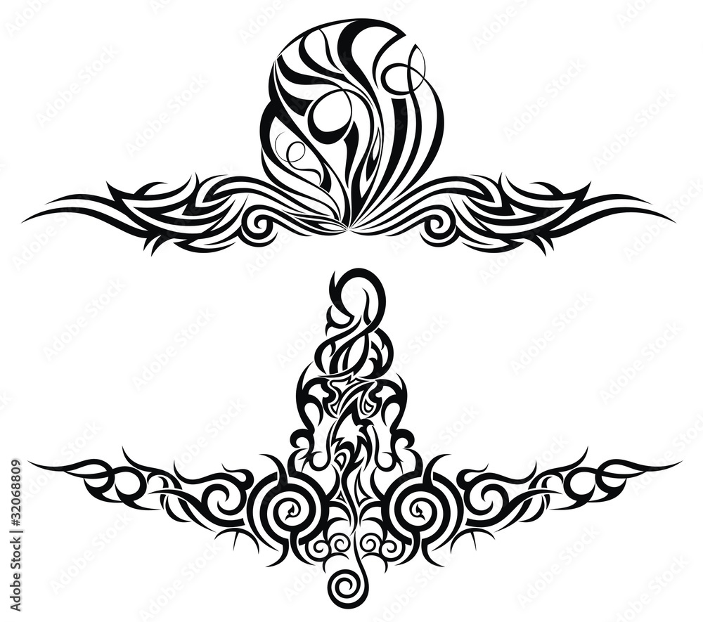 Set of tattoo design elements. Vector vector de Stock | Adobe Stock