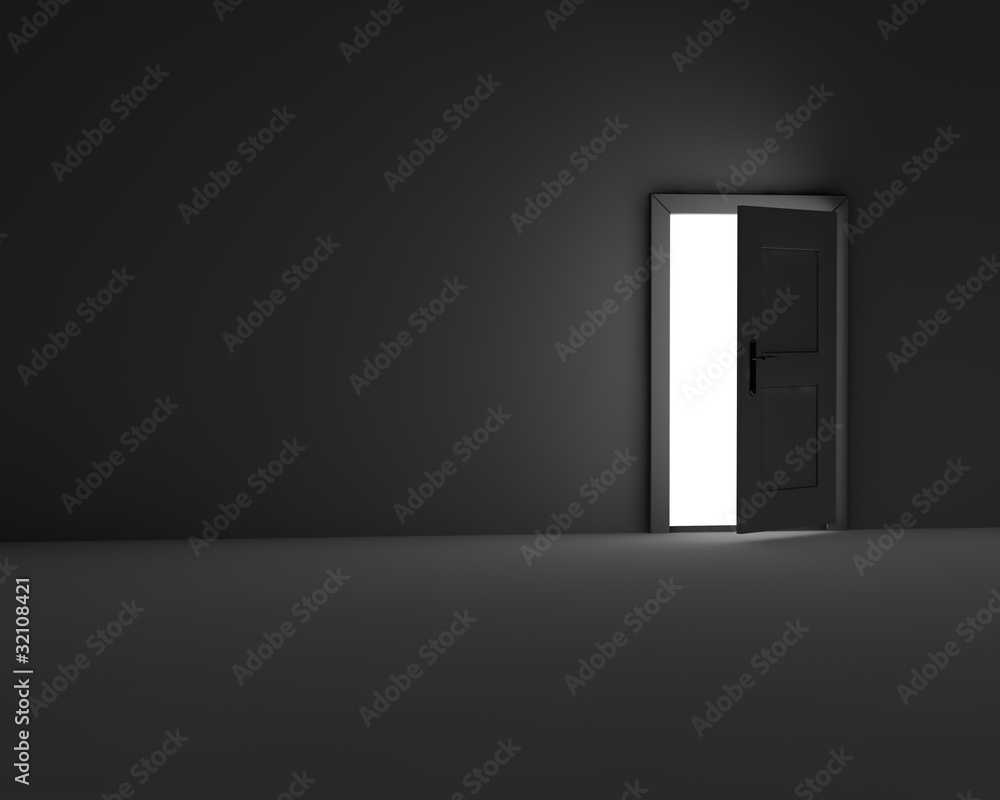 dark room with open door Stock Illustration | Adobe Stock