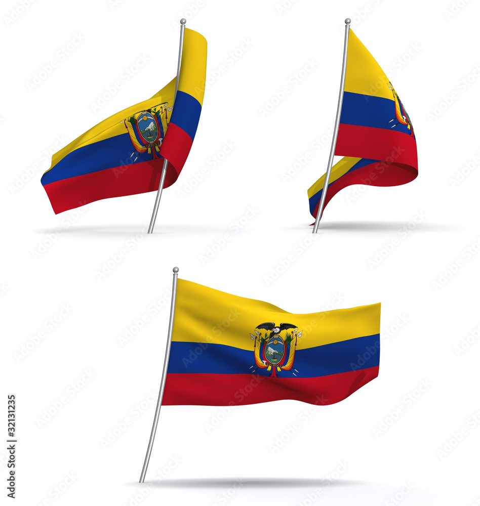 ภาพประกอบสต็อก Bandera de Ecuador. Tres posiciones ภาพ | Adobe Stock