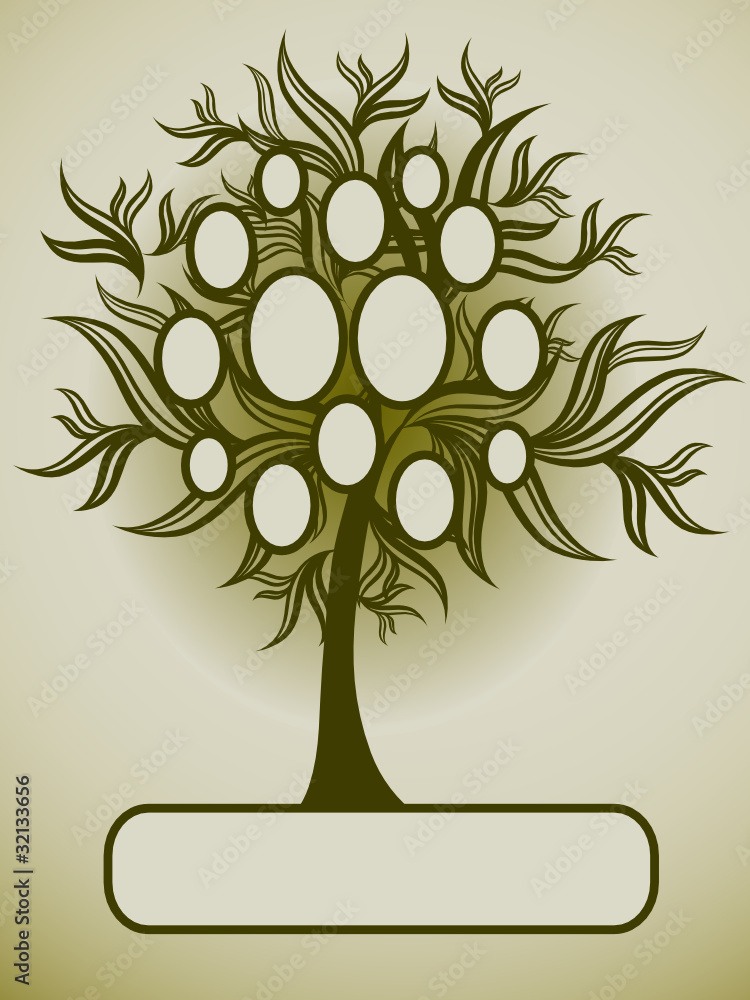 Vector family tree design with frames and autumn leafs Stock Vector ...
