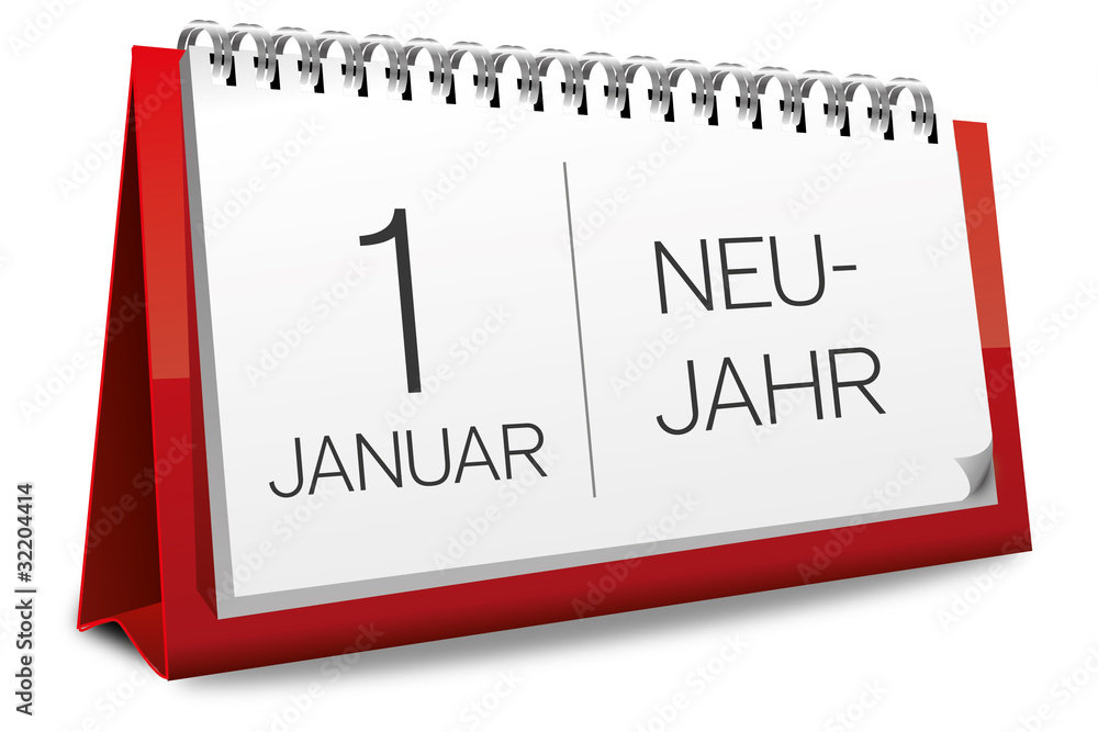 Kalender rot 1 Januar Neujahr Stock-Vektorgrafik | Adobe Stock