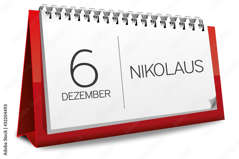Kalender rot 6 Dezember Nikolaus Stock-Vektorgrafik | Adobe Stock