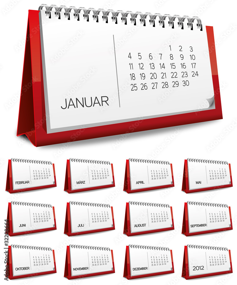 Kalender rot Monat zahlen Ziffern set Stock Vector | Adobe Stock