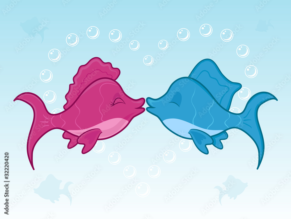 Fish Kiss Stock Vector | Adobe Stock