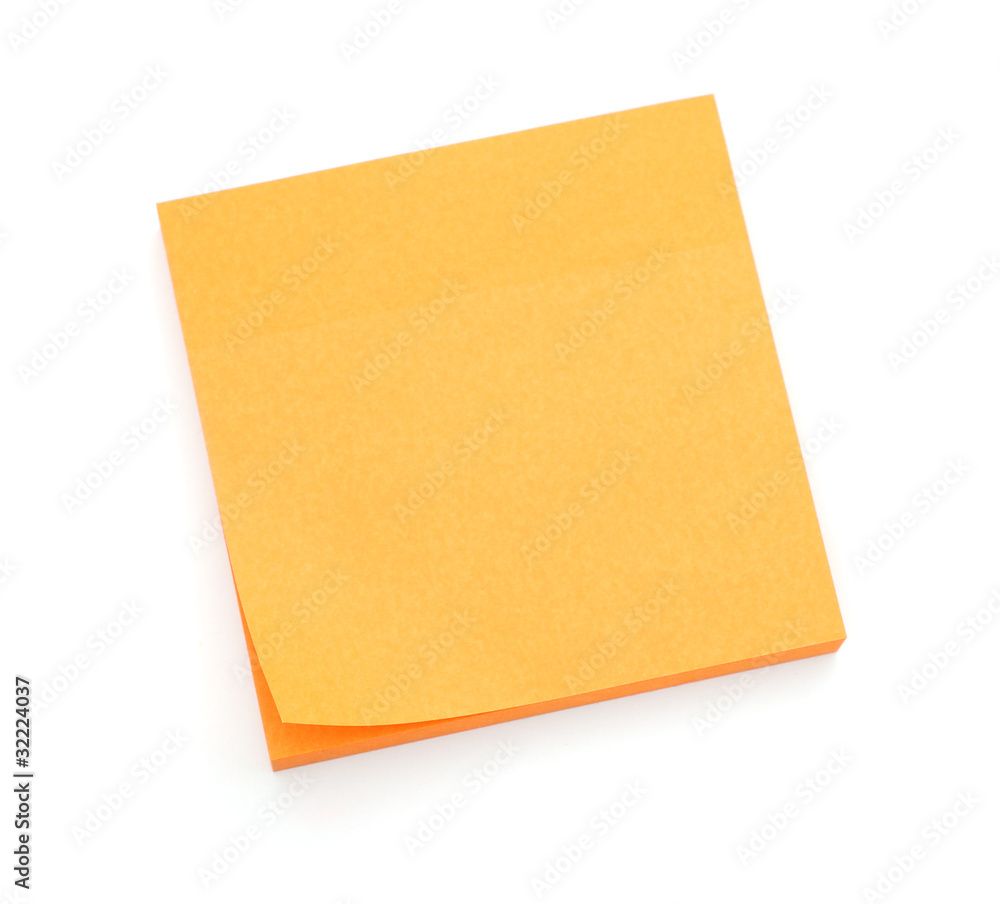 Stack of orange post-it notes isolated on white background Stock Photo ...