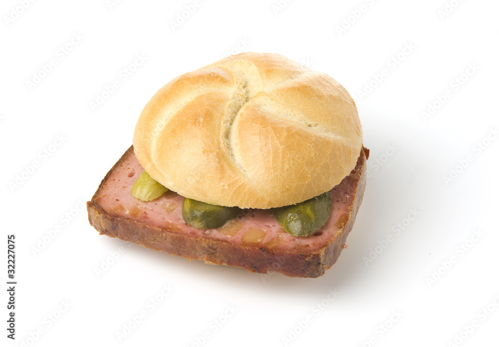 Leberkäs Semmel Käse Gurkerl Stock-Foto | Adobe Stock