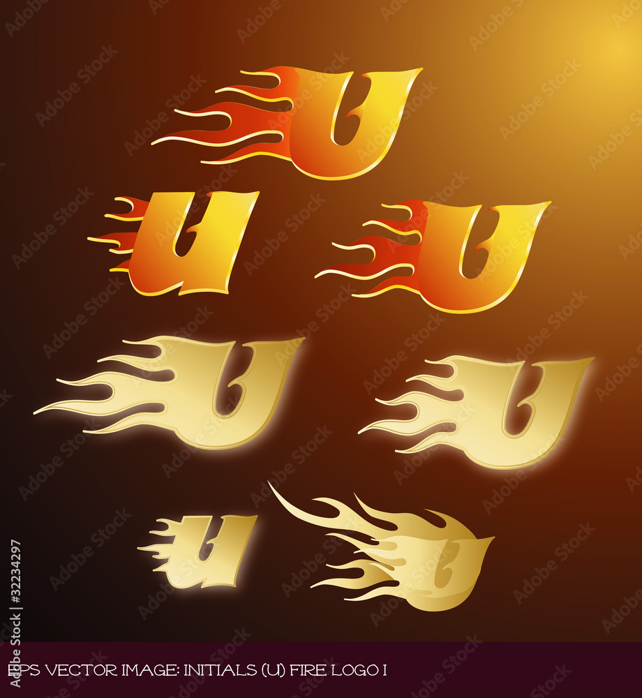 eps Vector image:initials（U）fire logo I Stock Vector | Adobe Stock