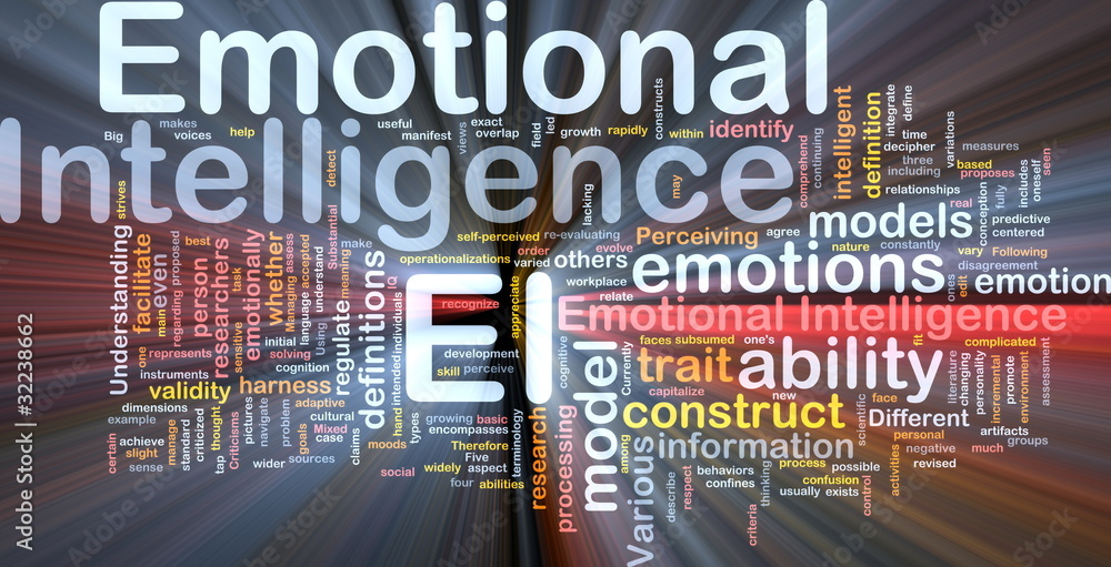 Emotional intelligence background concept glowing Stock Illustration ...