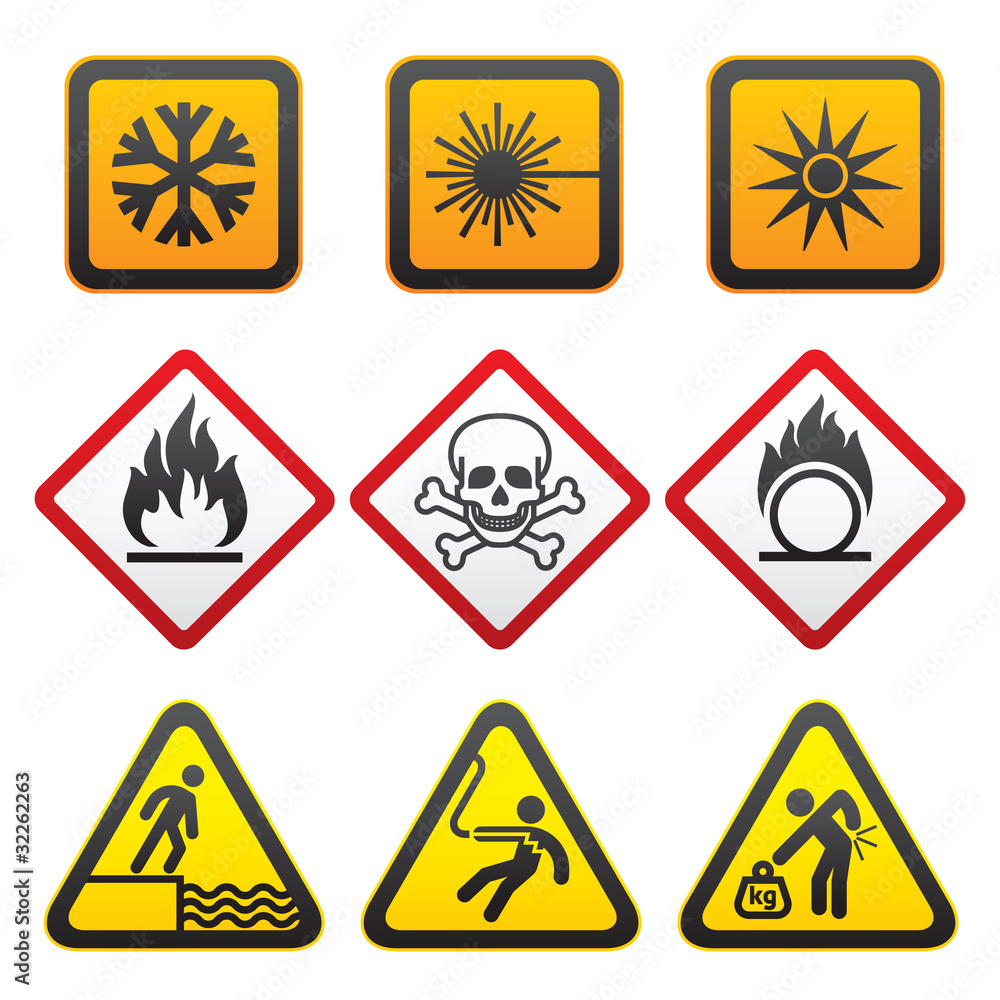 Warning symbols - Hazard Signs-Third set Stock Vector | Adobe Stock