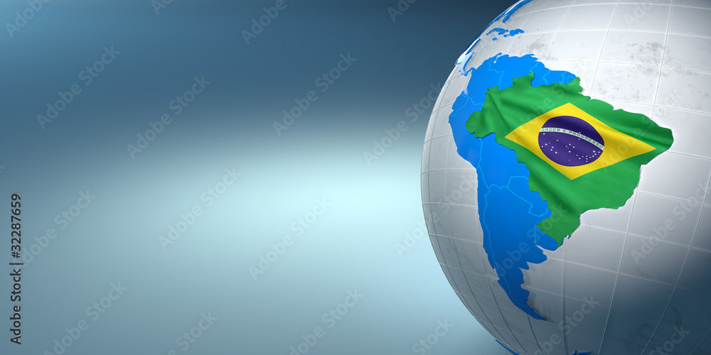 Map of the Brazil on Earth in the national colors Stock Illustration ...