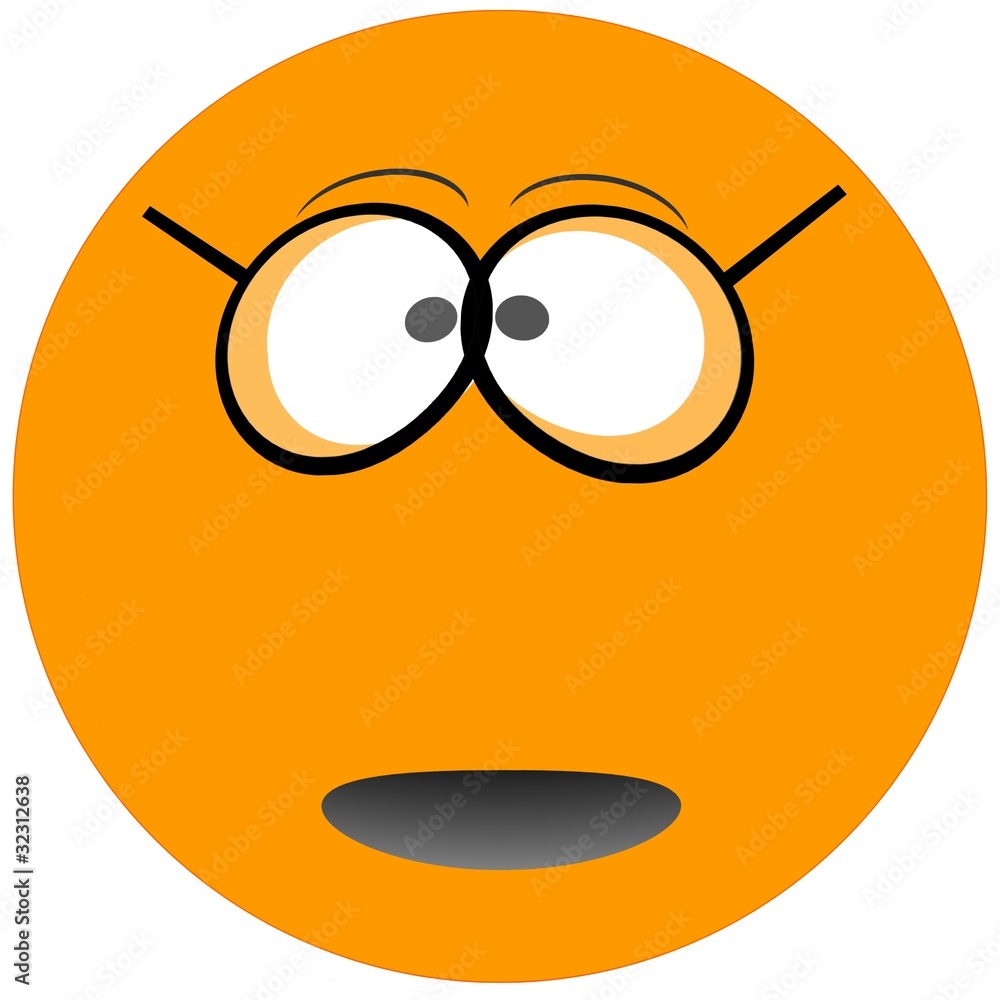 Smiley orange à lunettes : Dubitatif Illustration Stock | Adobe Stock