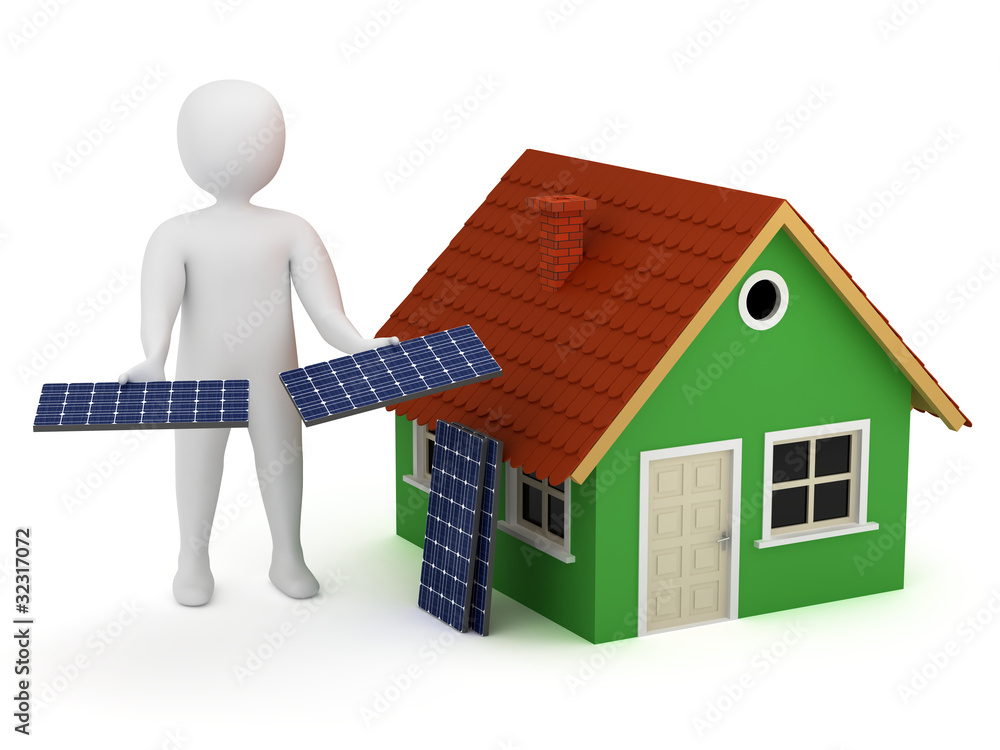 3d man with solar panels Stock Illustration | Adobe Stock