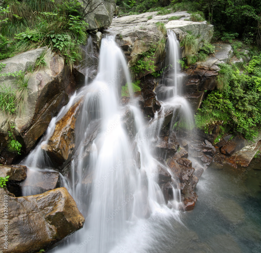 double dragon waterfall Stock Photo | Adobe Stock