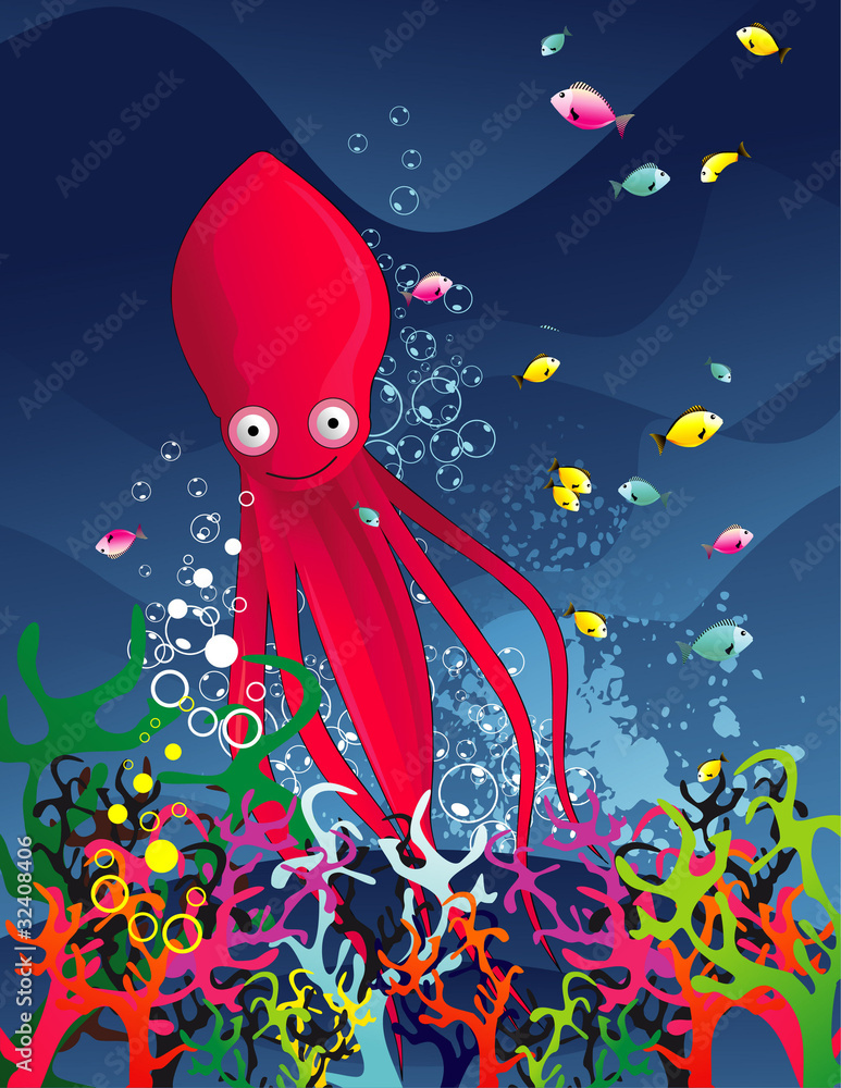 octopus cartoon vector illustration Stock Vector | Adobe Stock