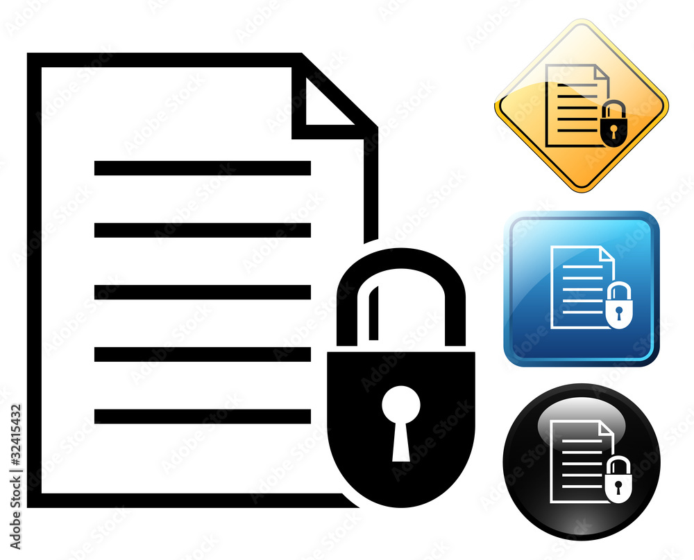 Secure document pictogram and signs Stock Vector | Adobe Stock
