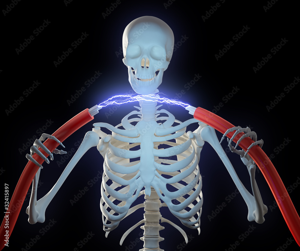 skeleton holding high voltage cables Stock Illustration | Adobe Stock