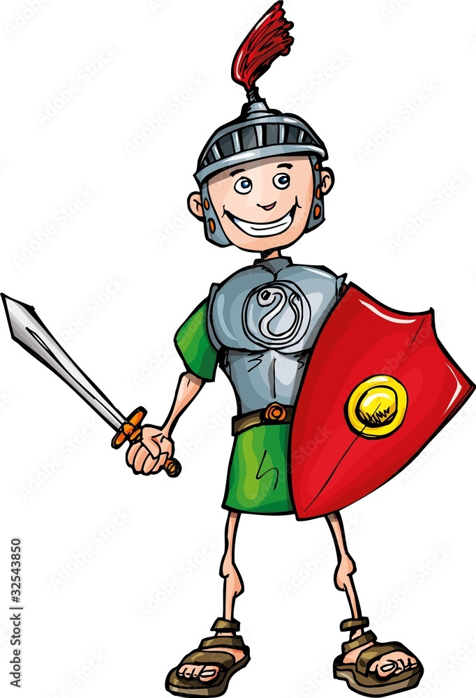 Cartoon Roman legionary with sword and shield Stock Vector | Adobe Stock