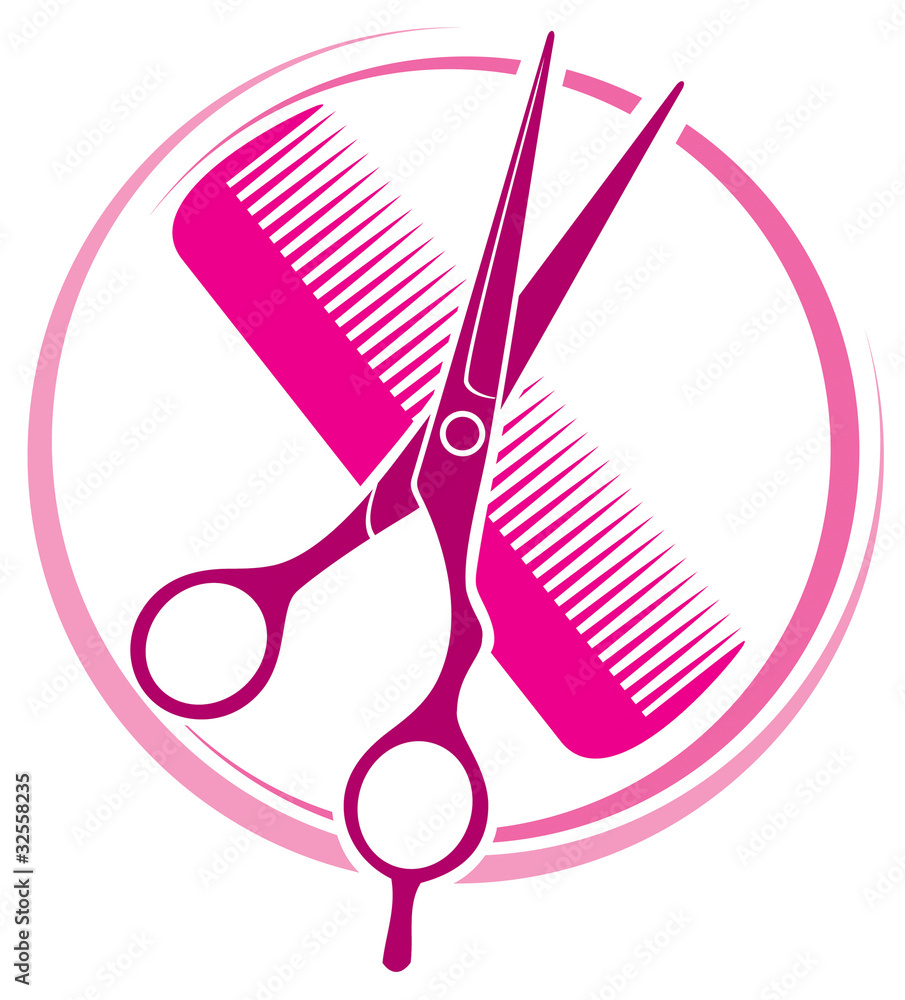 haircut or hair salon symbol vector de Stock | Adobe Stock