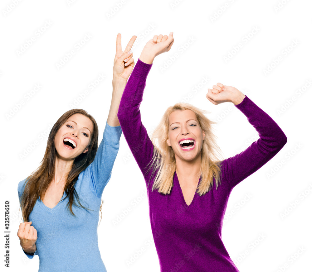 2 Frauen freuen sich Stock-Foto | Adobe Stock