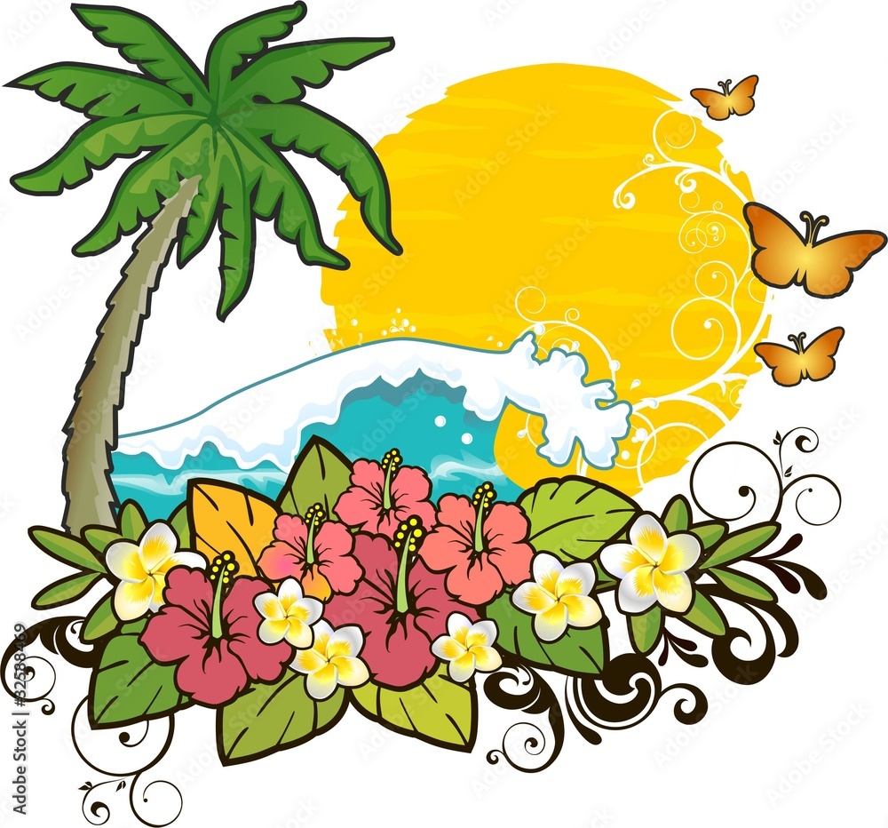 Landscape of the tropics Stock-Vektorgrafik | Adobe Stock