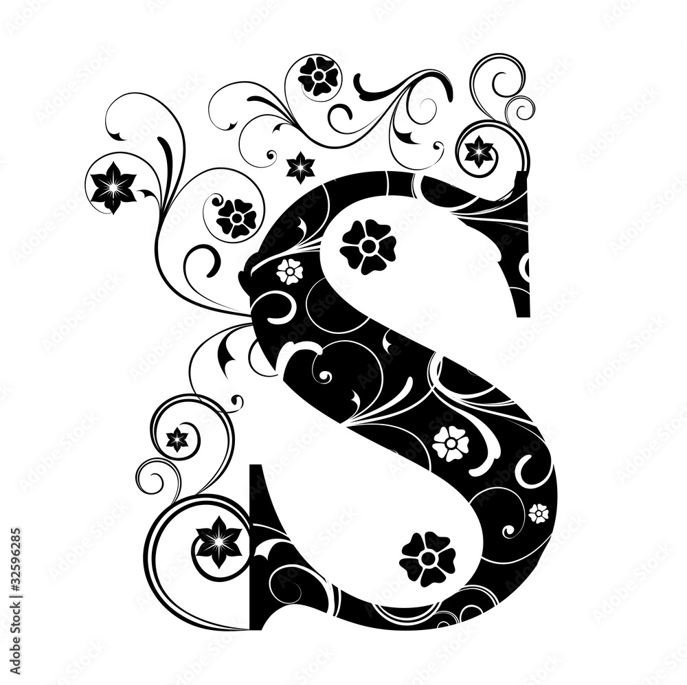 Verzierter Buchstabe S Stock-Vektorgrafik | Adobe Stock