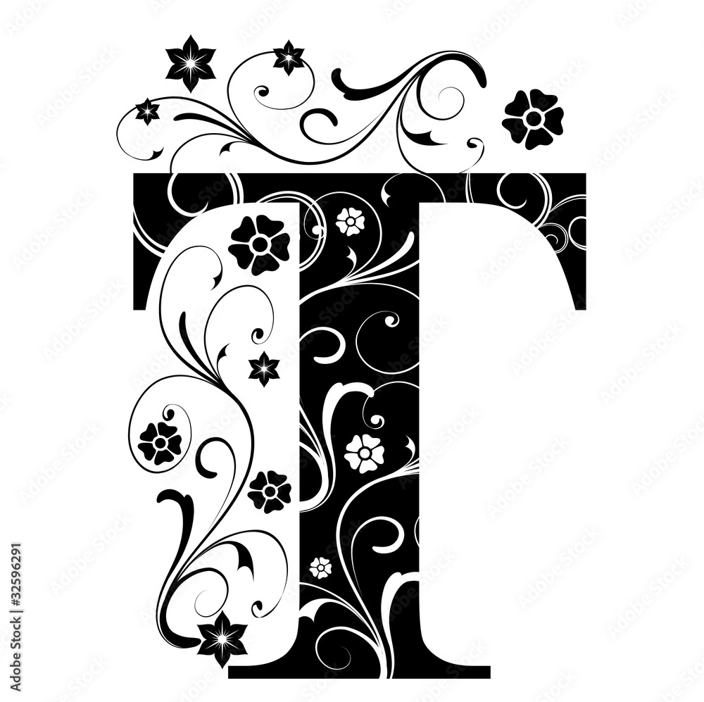 Verzierter Buchstabe T Stock-Vektorgrafik | Adobe Stock