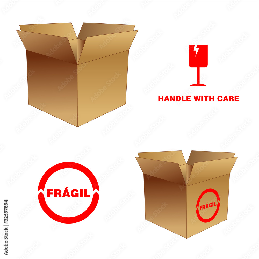 Handle with care box Stock Vector | Adobe Stock