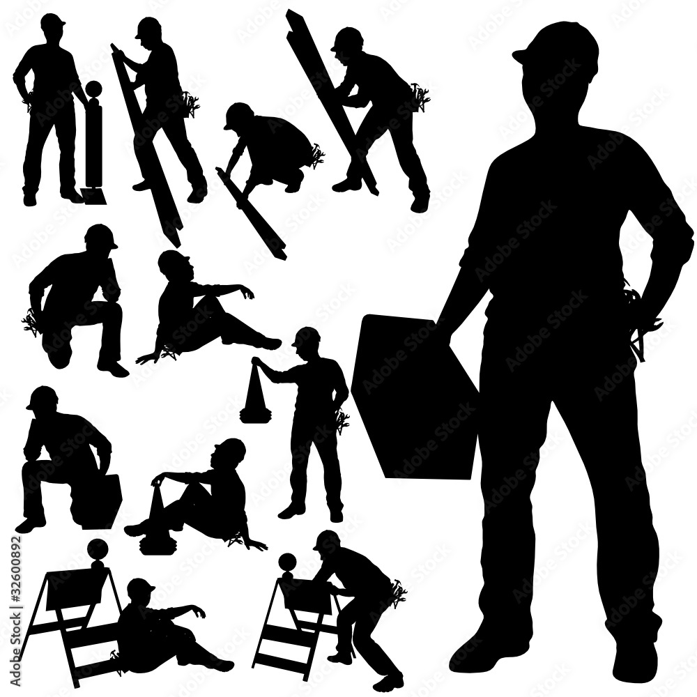 worker black silhouette part three Stock Vector | Adobe Stock