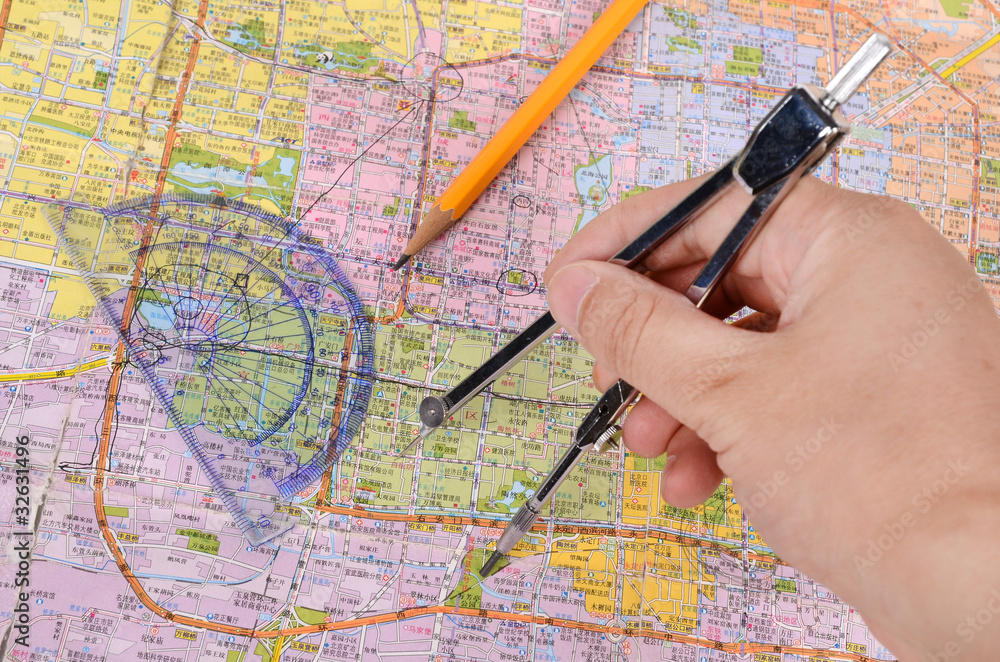 plotting on a map Stock Photo | Adobe Stock