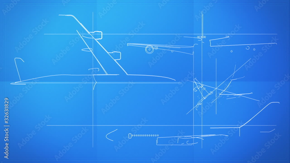 Aircraft Technical Drawing Blueprint Time Lapse Stock Video | Adobe Stock