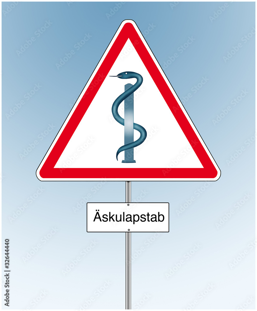Aeskulapstab.Berufssymbol der Mediziner.Warndreieck Stock Illustration ...