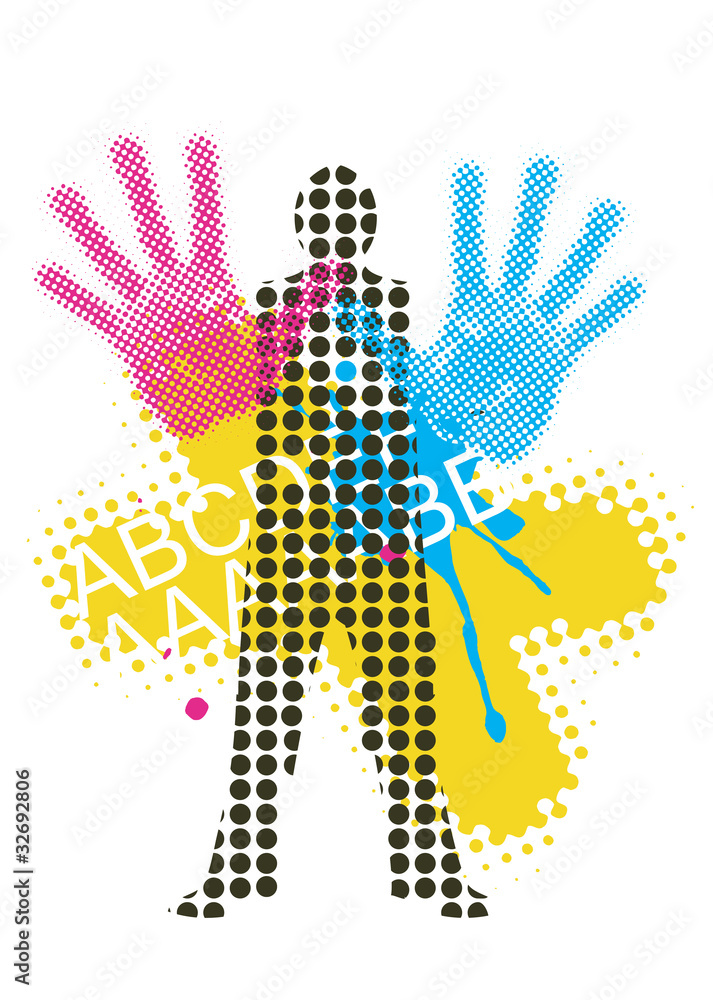 Raster_background_with_male_silhouette Stock-Vektorgrafik | Adobe Stock