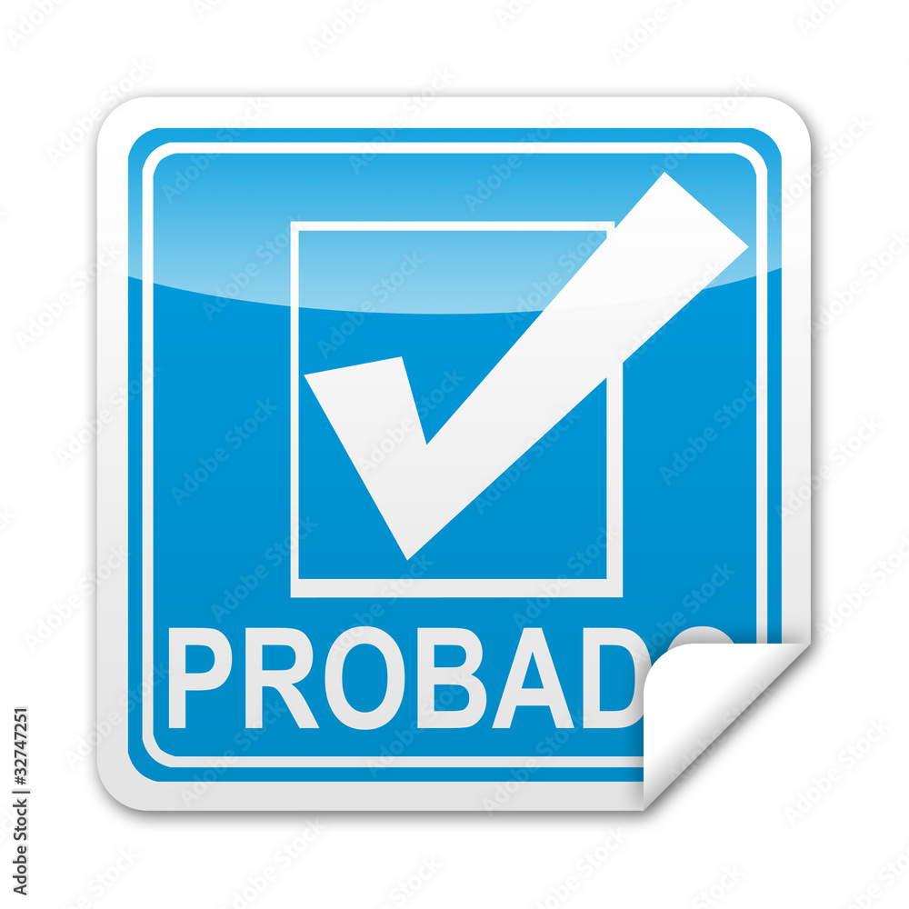 Pegatina cuadrada PROBADO con reborde ilustración de Stock | Adobe Stock