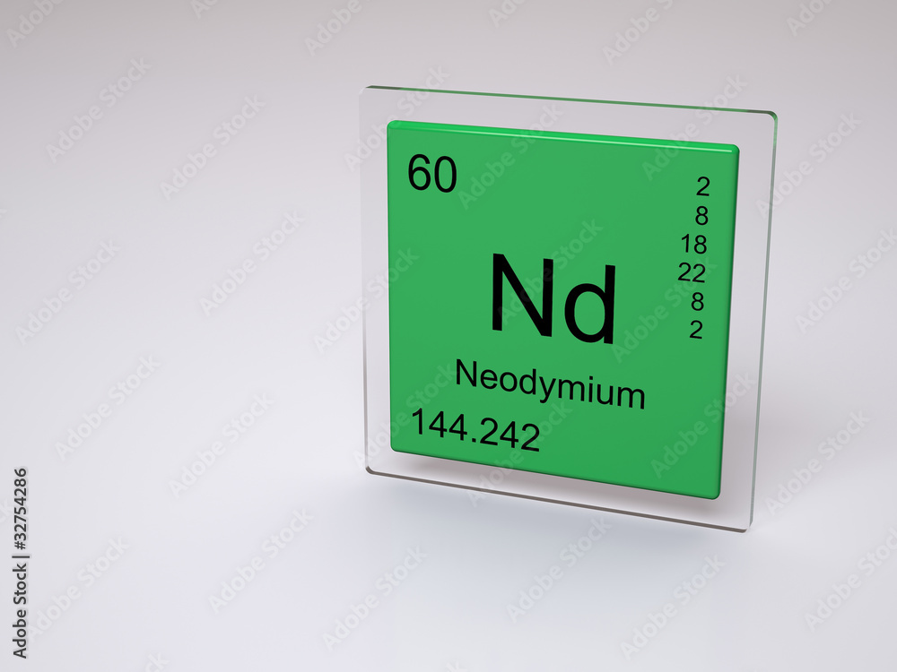 Neodymium - symbol Nd - chemical element of the periodic table Stock ...