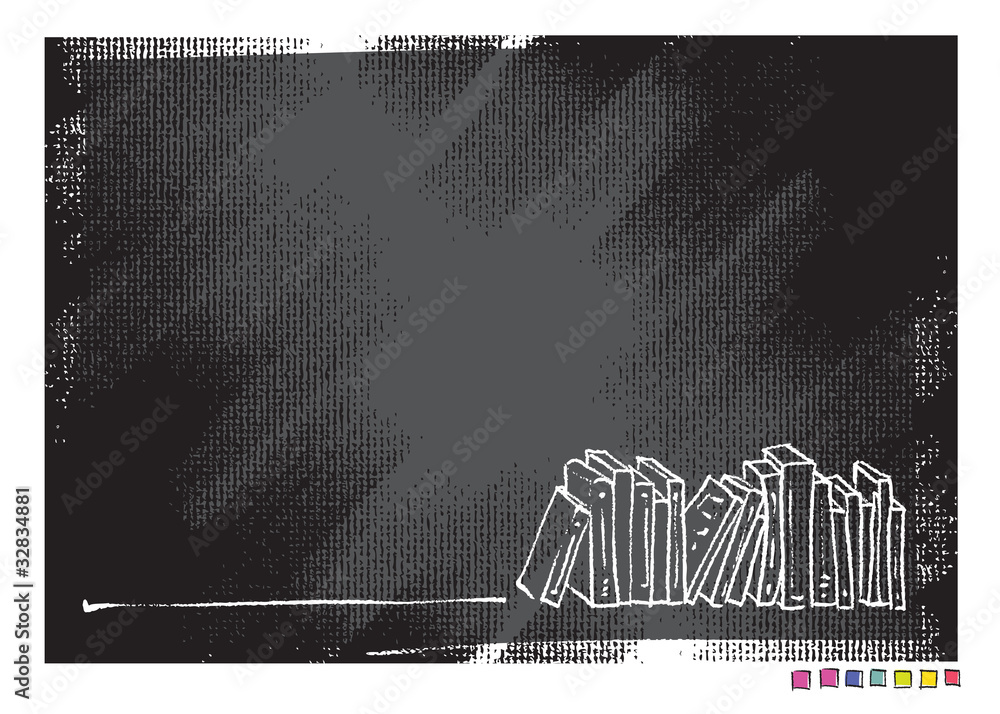 Grunge canvas background, book motive (simple linear drawing) Stock ...