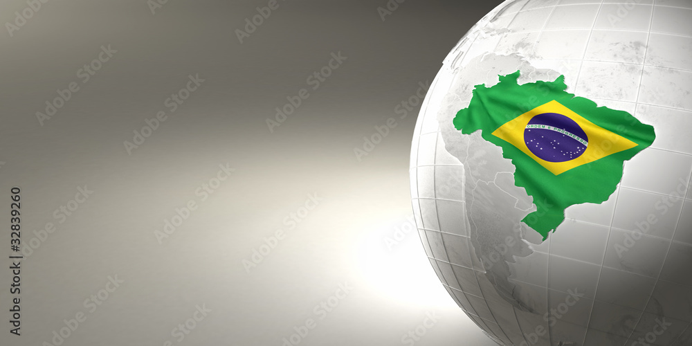 Map of the Brazil on Earth in the national colors Stock Illustration ...