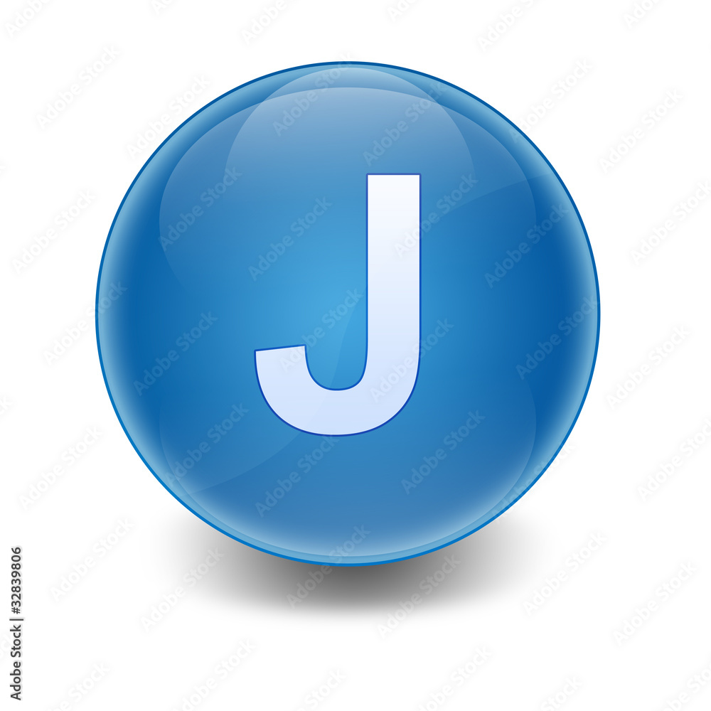 Esfera brillante azul con letra J Stock Illustration | Adobe Stock