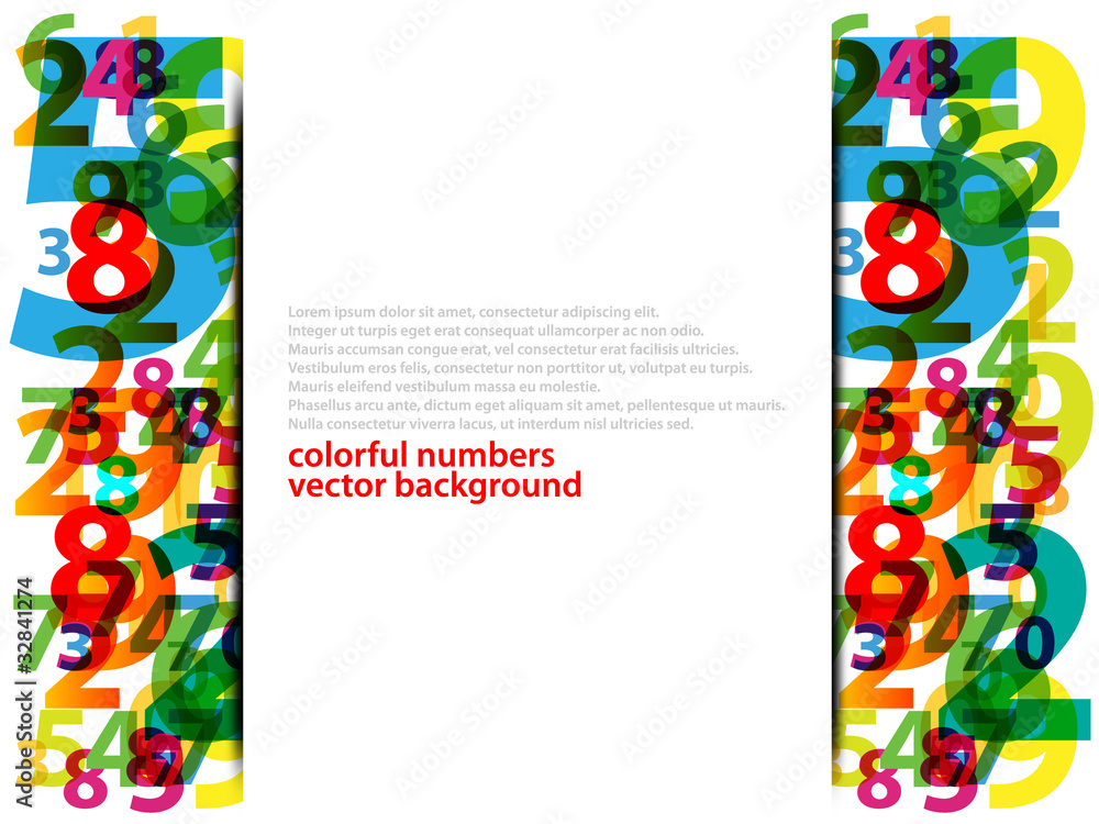 Colorful numbers with abstract background Stock Vector | Adobe Stock