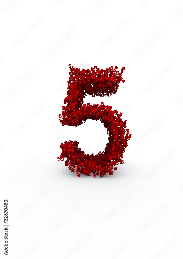 number 5 made of thousands of smaller ones easy to colorize | Uwalls.co.uk