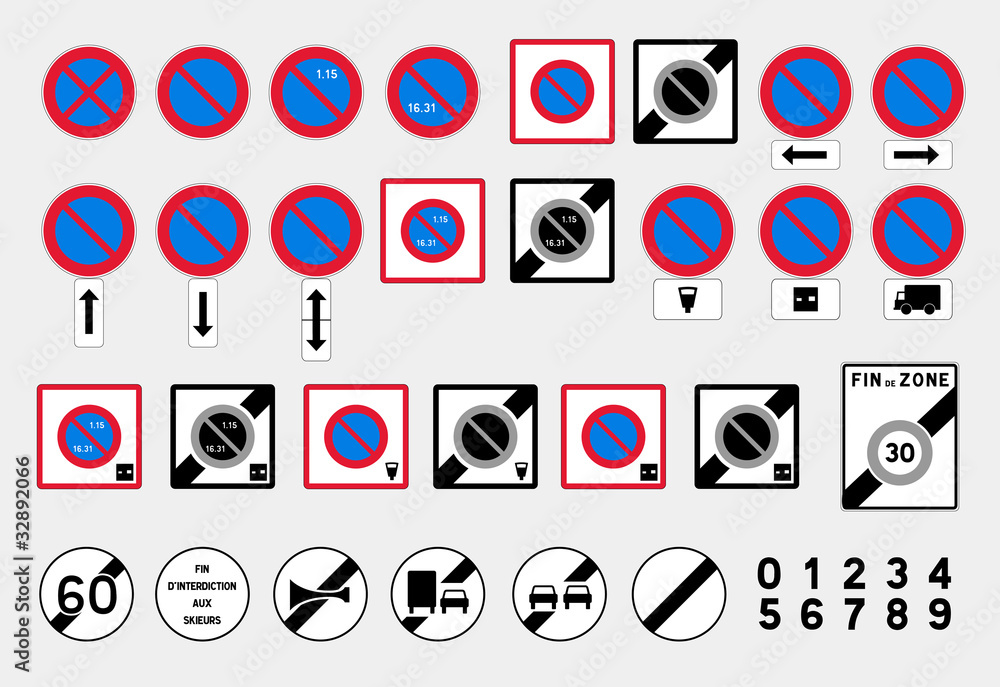 Panneaux de stationnement et de fin d'interdiction Stock Vector | Adobe Stock