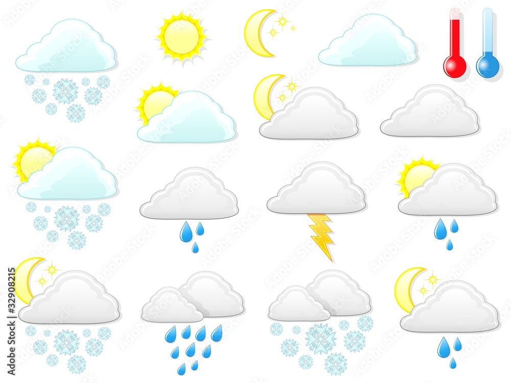 Meteo Tempo Simboli Icone-Weather Symbols and Icons Stock Vector ...