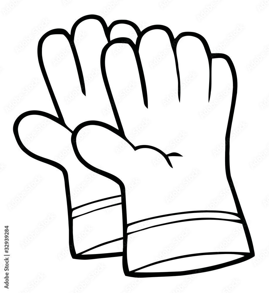 Coloring Page Outline Of A Pair Of Gardening Hand Gloves Stock Vector ...